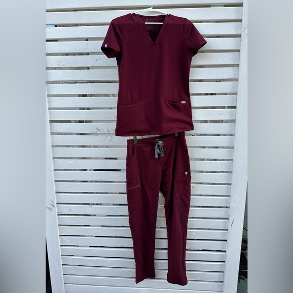 Figs | Tops | Figs Burgundy Set Xxs Top Xs Bottom | Poshmark